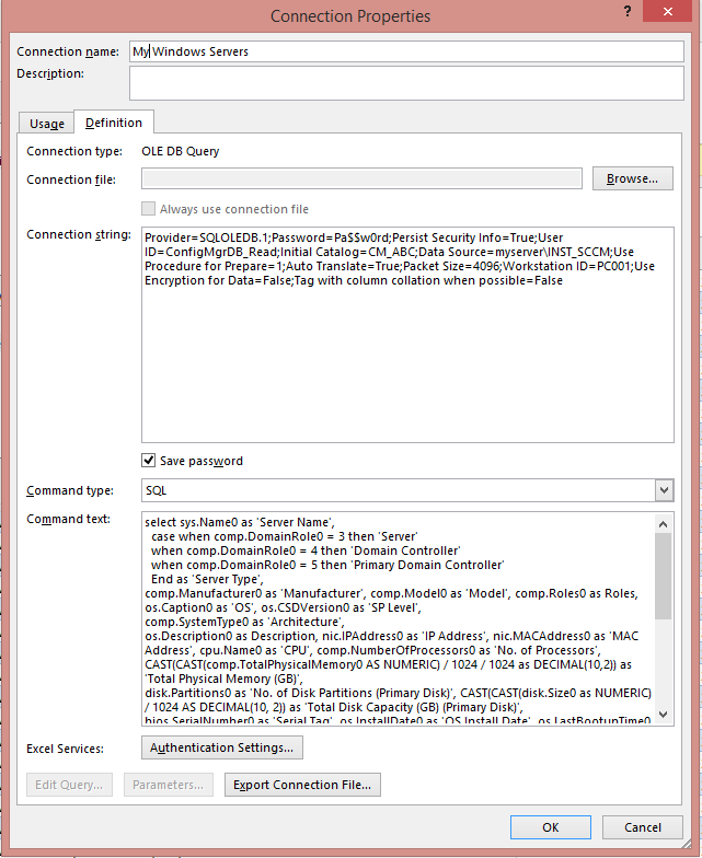 Creating Dynamic Reports for Configuration Manager with Microsoft Excel