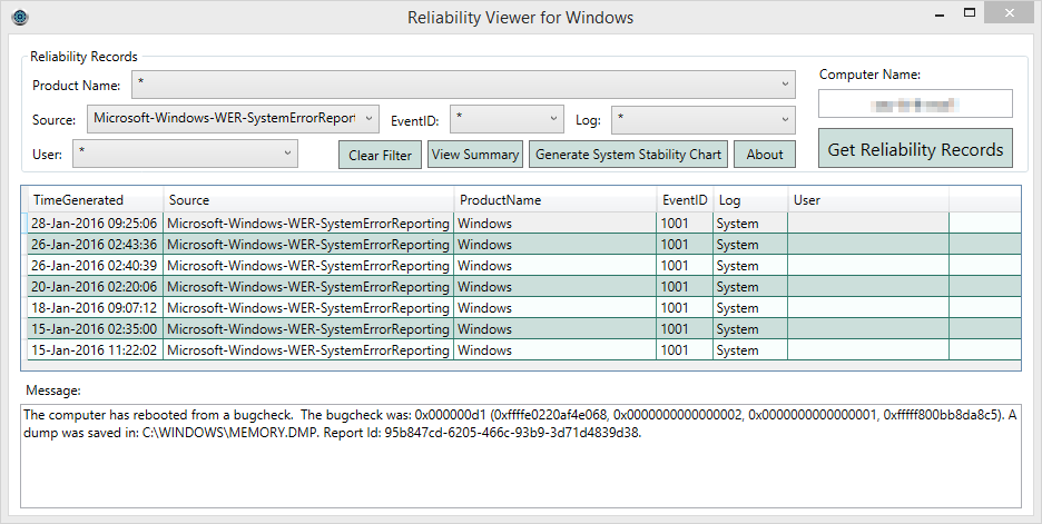 New tool! Reliability Viewer for Windows