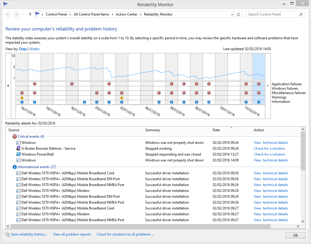 Reliability Viewer for Windows