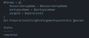 Purging Table Data from a log Analytics Workspace
